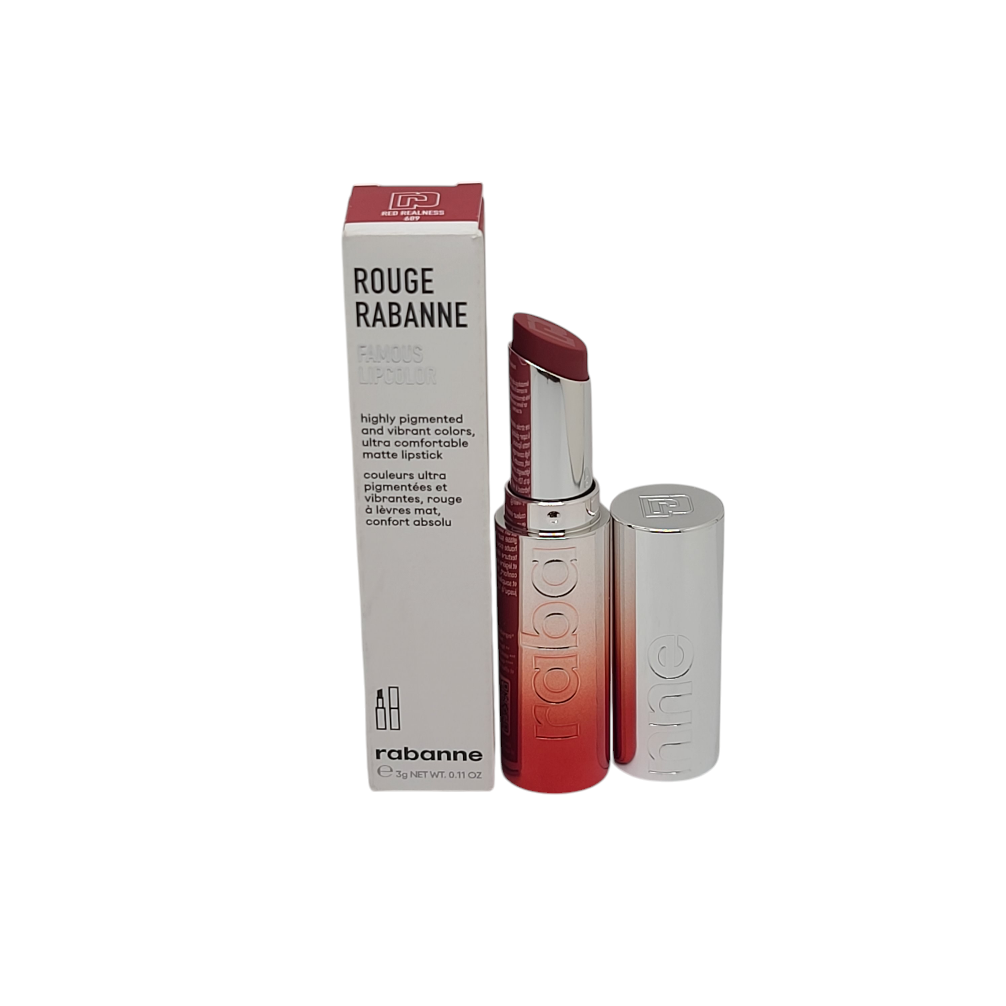 Rouge Rabanne Famous Lipcolor Matte Lipstick 689 Red Realness (deep Red ...